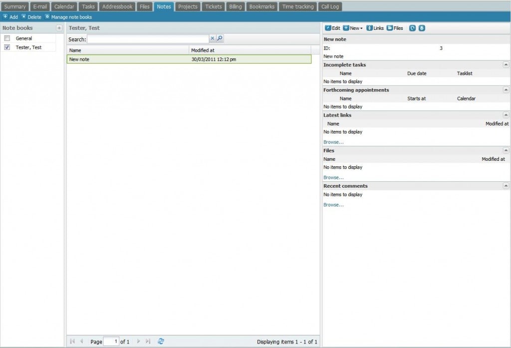 Mobile Office Web GUI: Notes Tab - Email Hosting | Website Hosting ...